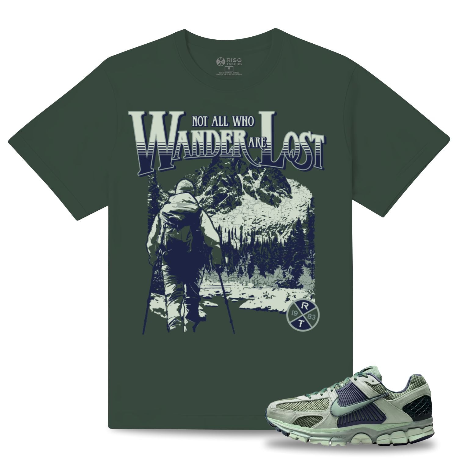 Risq Takers Wander Not Lost Tee Royal Pine – Purple Carpet Miami